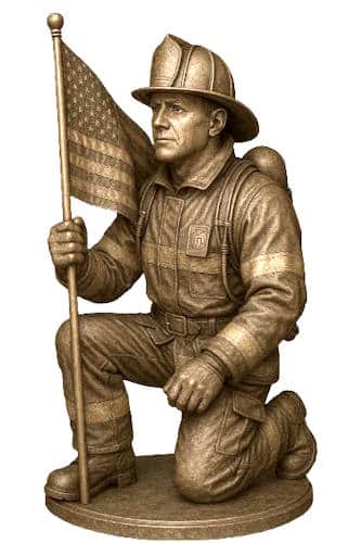 Bronze Firefighter Personalized Ax Life Size Statue