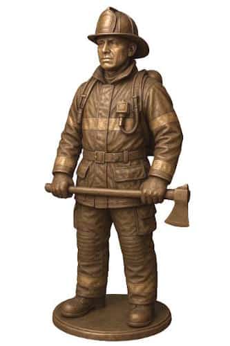 Bronze Firefighter Personalized Ax Life Size Statue