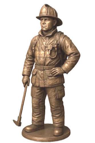 Bronze Firefighter Personalized Ax Life Size Statue