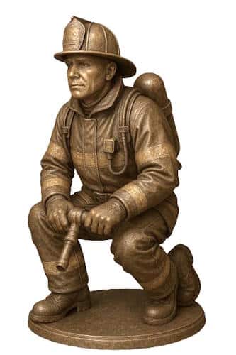 Bronze Firefighter Personalized Ax Life Size Statue