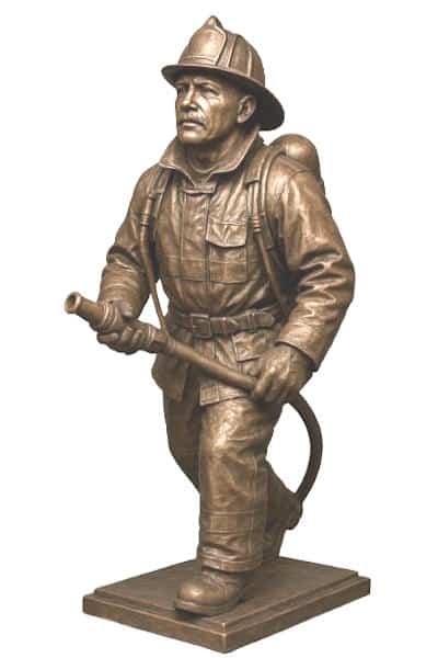 Bronze Firefighter Personalized Ax Life Size Statue