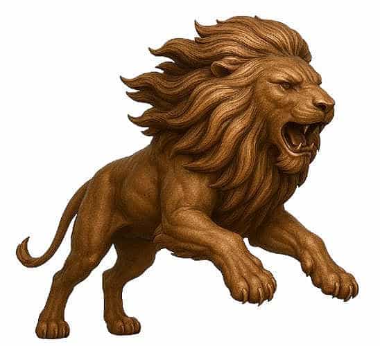 Bronze Lion Statue on Rock Base | Standing Proud