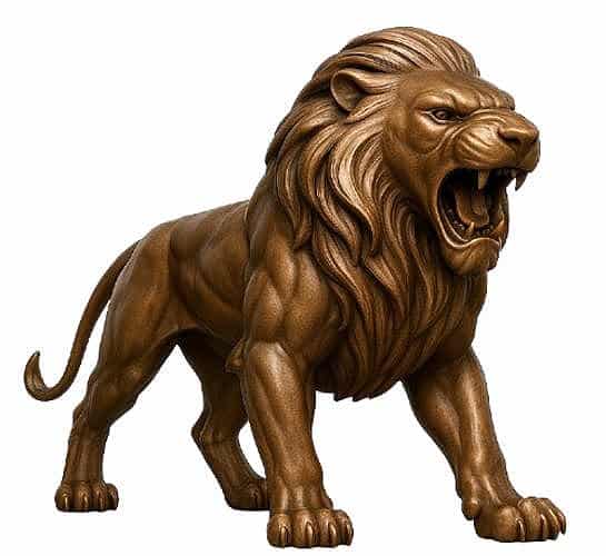 Bronze Lion Statue on Rock Base | Standing Proud
